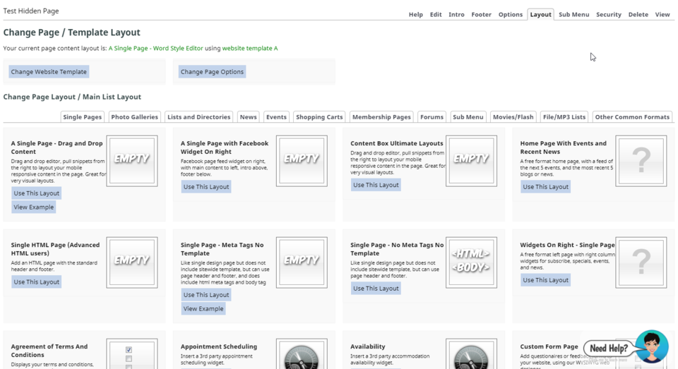 Changing the page layout - Page Basics - Content Management System ...